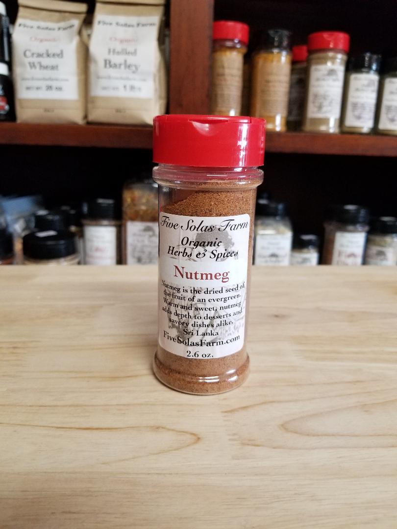 Organic Ground Nutmeg - 2.6 oz. | Five Solas Farm